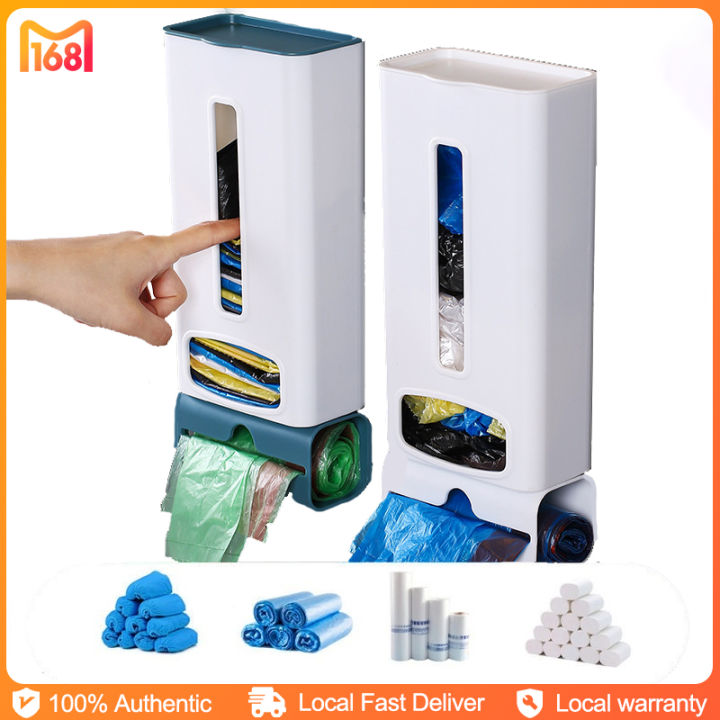 Plastic Bag Dispenser Wall Mounted Garbage Bag Storage Box Kitchen ...