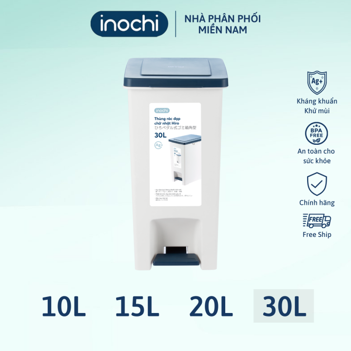Thùng rác đạp chữ nhật 30L INOCHI (CÓ RUỘT) phong cách hiện đại, nắp mở ...