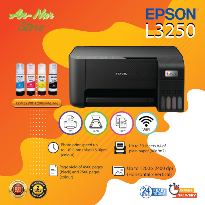 Epson EcoTank L3250 A4 Wi-Fi All-in-One Ink Tank Printer (PRINT, SCAN ...