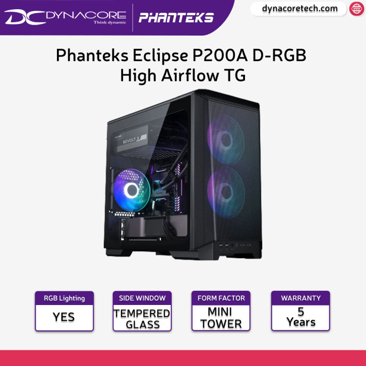 DYNACORE - Phanteks Eclipse P200A D-RGB High Airflow Tempered Glass Mini-ITX Mesh Casing ...