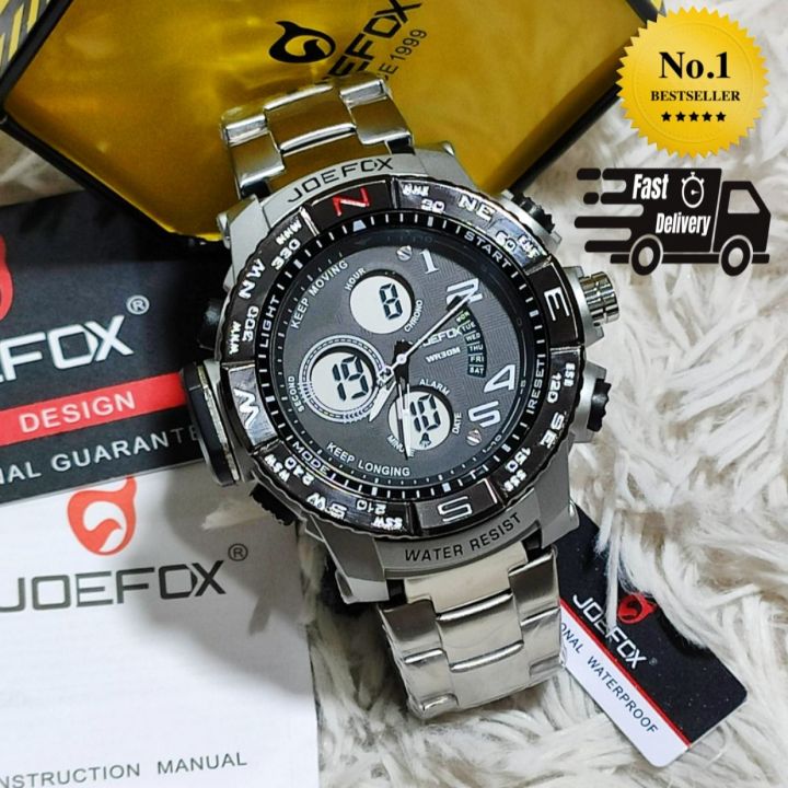 Super Illuminator Men's JOEFOX DUAL-TIME Metal Series Casual Watch ...