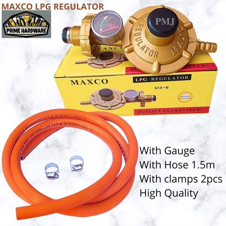 Maxco LPG Regulator With Gauge and free regulator hose 1.5m and 2 pcs ... Maxco LPG Regulator With Gauge and free regulator hose 1.5m and 2 pcs ...