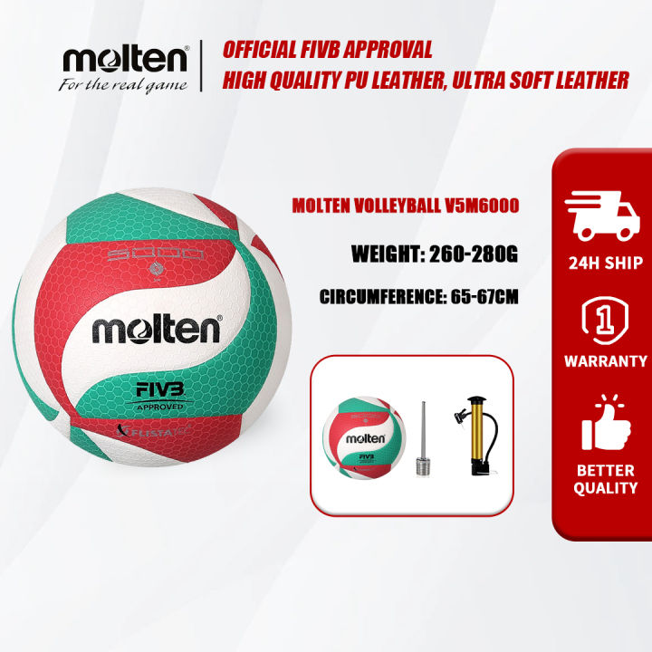 Molten วอลเลย์บอล V5M6000 หนัง PU นุ่ม ไซซ์ 5 ลูกวอลเลย์บอล Volleyball ...