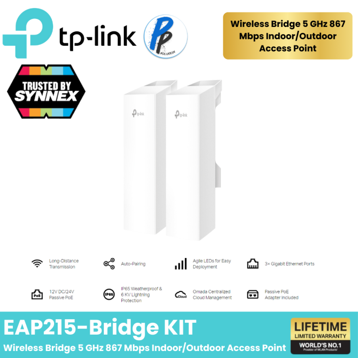 TP-Link EAP215-Bridge KIT V3 5GHz Omada 5GHz 867Mbps Long-Range Indoor ...