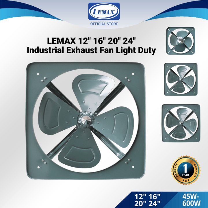 LEMAX 12", 16", 20", 24" Industrial Exhaust Fan Strong Steel Metal ...