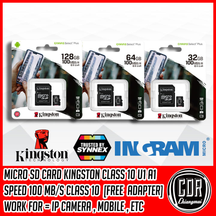 Kingston microSD Card Canvas Select Plus Class 10 32,64,128 GB UHS-I 100MB/s SDCS2 + SD Adapter ...