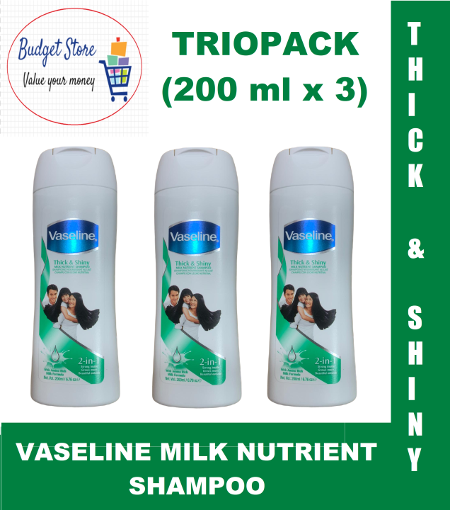 Vaseline Thick & Shiny Milk Nutrient Shampoo 2 in 1- (200 ml x 3) | Lazada Singapore