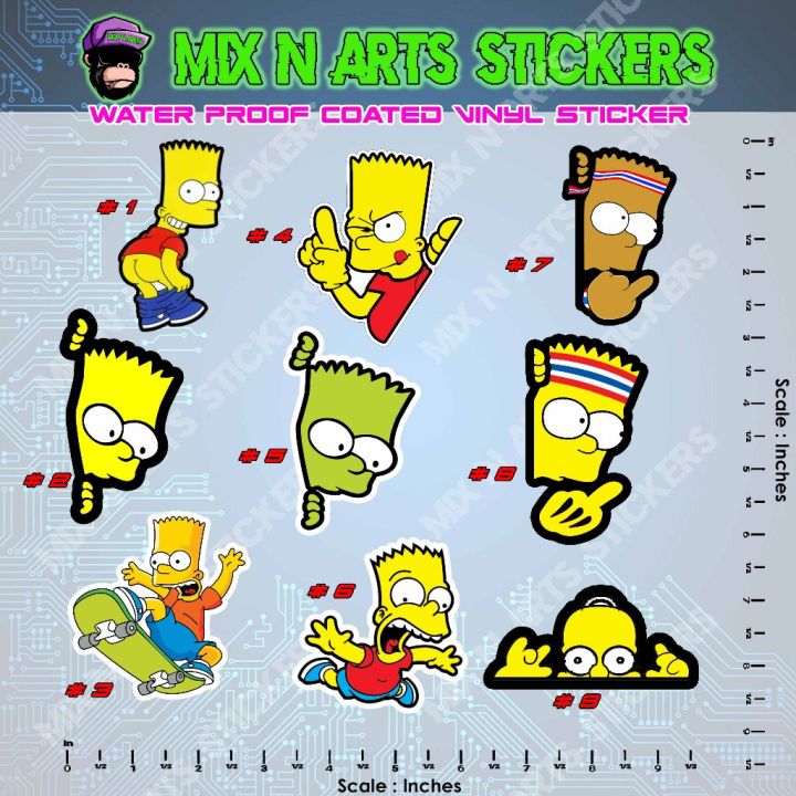 Simpson Bart Waterproof Laminated Vinyl Sticker SOLD PER PIECE | Lazada PH