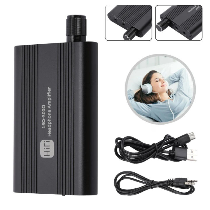 16-300 ohm HiFi Headphone Earphone Amplifier 3.5mm Jack Aux Portable ...