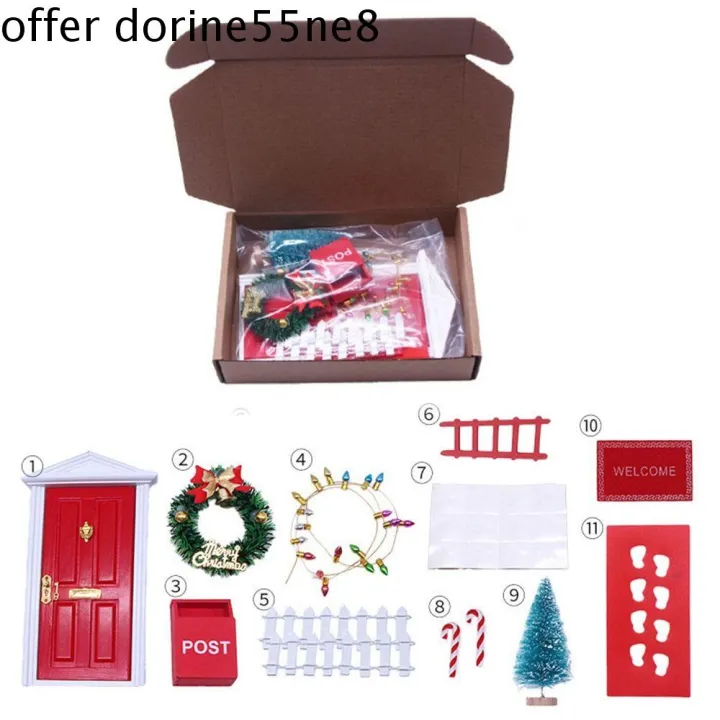 ERDORI String Hat DollHouse Elf Kit Wreath Mini Tree Miniature Elf Door ...