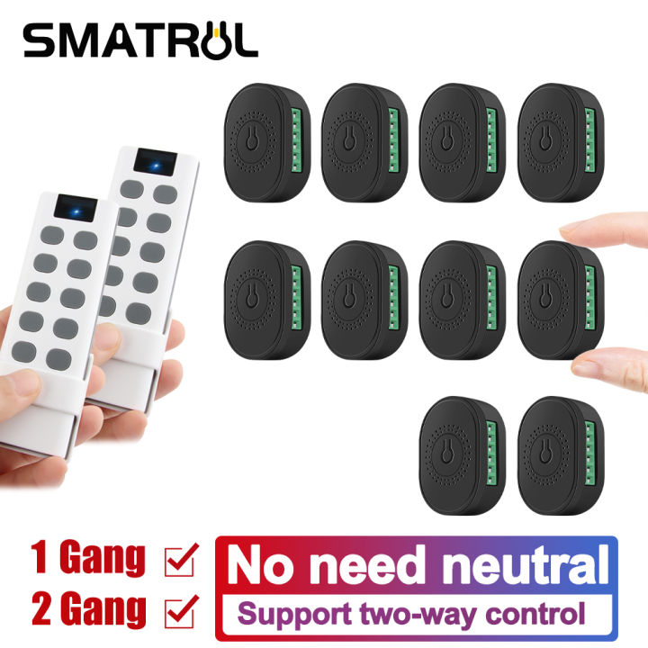 SMATRUL Switch Light Mini Smart Wireless Module No Neutral Wire 1/2 ...