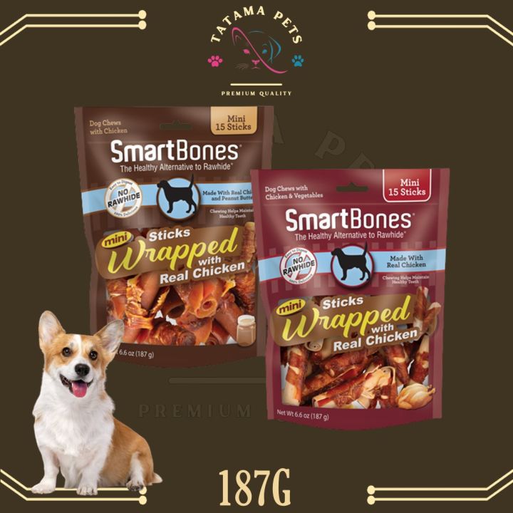 SmartBones Chicken Wrapped Sticks Mini 15 Sticks / 187G (Peanut Butter ...