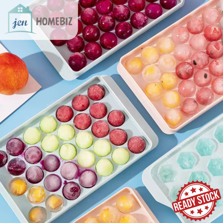 Creative Round Ice Cube Tray with Lid Plastic Refrigerator Spherical ...