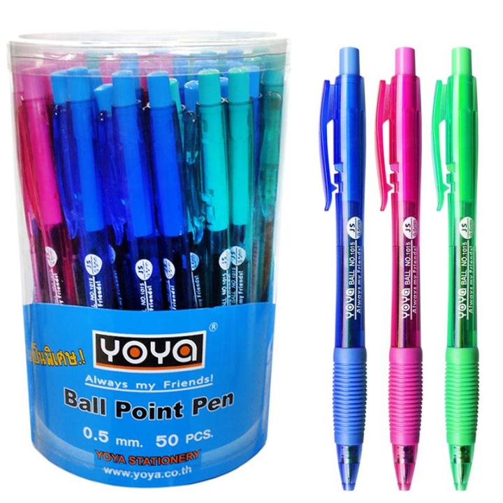 ปากกาลูกลื่น 0.5 มม. (แพ็ค50ด้าม) น้ำเงิน YOYA 1015 | Lazada.co.th
