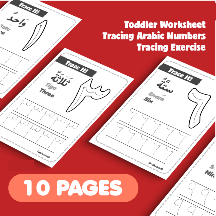 Arabic Numbers Jawi Numbers Toddler Worksheet Tracing Arabic Numbers ...