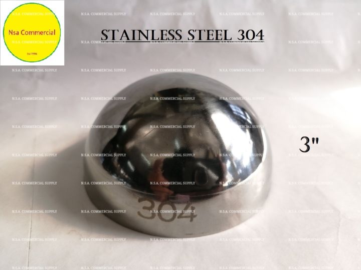 Stainless Round tube End Cap 3" outside dia. (Half Sphere) 304 1PC ...