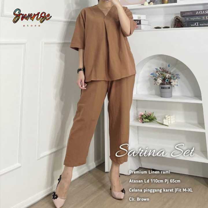 sarina set premium linen rami ld 110 goodfella01 | Lazada Indonesia