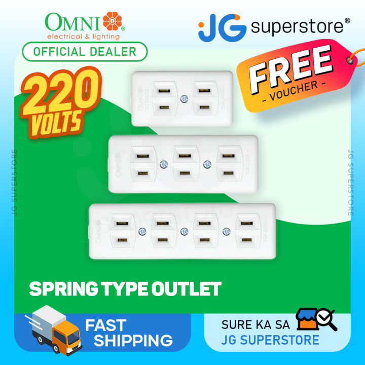 OMNI Spring Type Outlet Socket 10A 220V (2 Gang, 3 Gang, 4 Gang) for ...