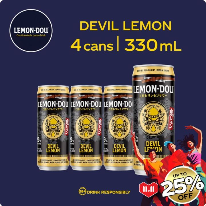 [BUY 3, GET 1 FREE] Lemon-Dou Devil Lemon 330mL 9% Alcohol Chu-hi ...