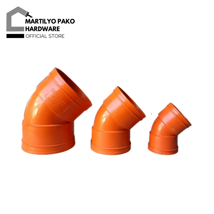 FIVE STAR PVC Elbow 45° (1/8 bend) 2 inches, 3 inches and 4 inches Orange | Lazada PH