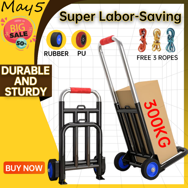 👍Trolley Foldable Hand Truck 6 Wheels Climb Stairs Troli Barang Pasar ...