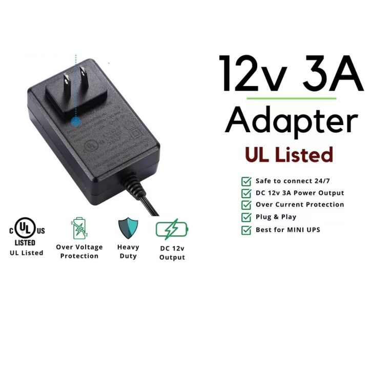 DC 12V 3A Adapter Power Adaptor for CCTV, Mini UPS, DVR, Biometrics & TV Plus Power Supply ...