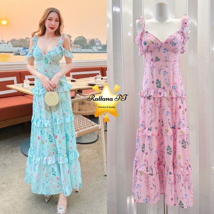 (พร้อมส่ง) Rattana เดรสลายดอกไม้ ทรงสวยมาก ใส่ดินเนอร์ ออกงาน ออร่อพุง สวยเด่นกว่าใคร ใส่แล้วดู ...