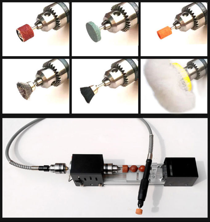 【Free 10pcs Wood Chisels 】Mini DIY Lathe Machine Miniature Electric ...