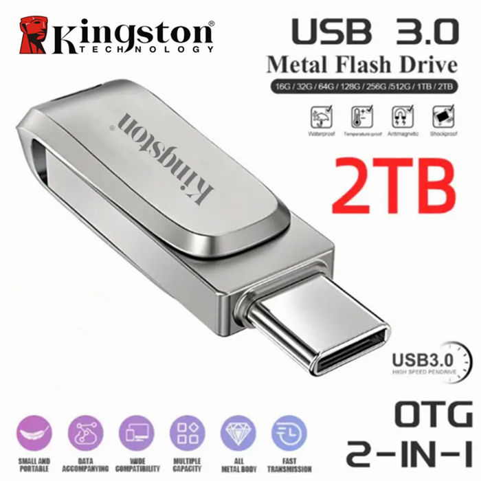 Kingston 1TB 2TB 2 in1 Mini OTG Type-C Pen Drive Usb3.0 Memory Stick ...