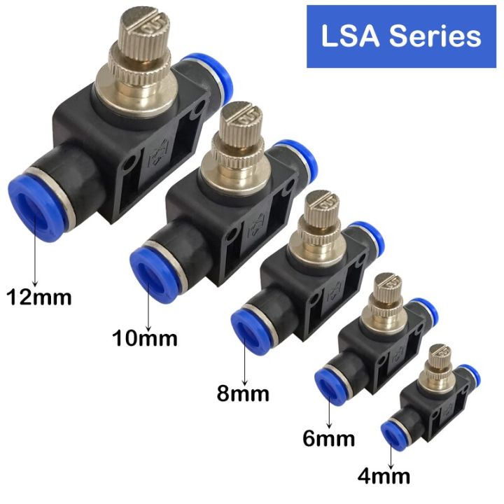 1PCS Throttle valve LSA 4-12mm Air Flow Speed Control Valve Tube Water Hose Pneumatic Push In ...