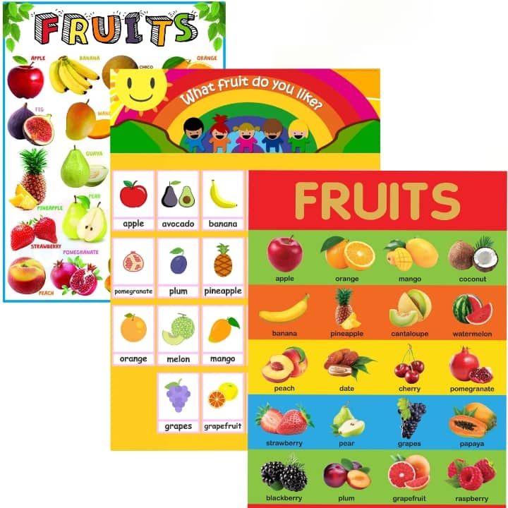 Laminated Fruits for Kids, Learners and Educators, Colorful Educational ...