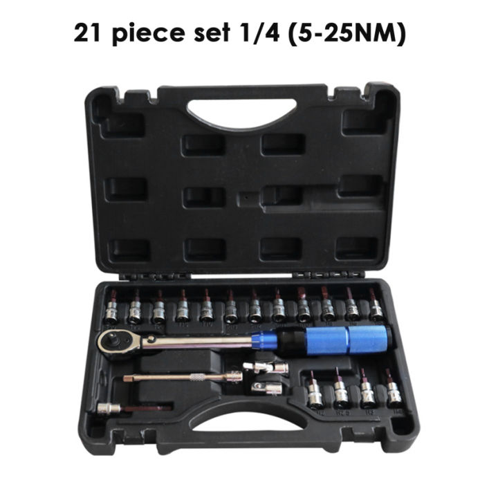 Ready Stock 1/4 Preset Torque Wrench Set of 21pcs 2-25NM Torque Tool ...