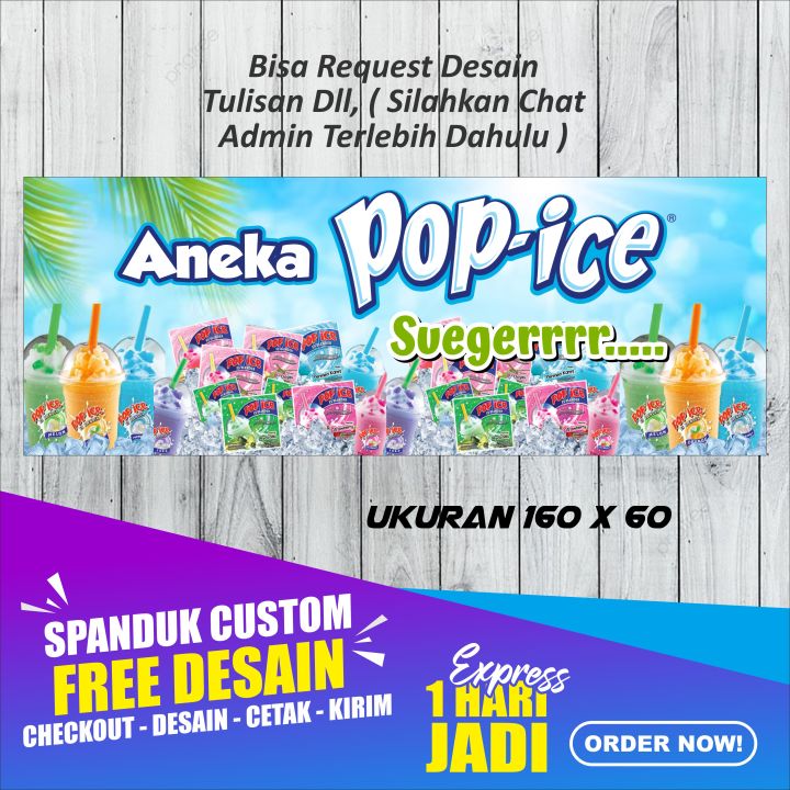 Spanduk/banner/backdrop aneka minuman pop Ice ukuran 160 x 60 | Lazada ...