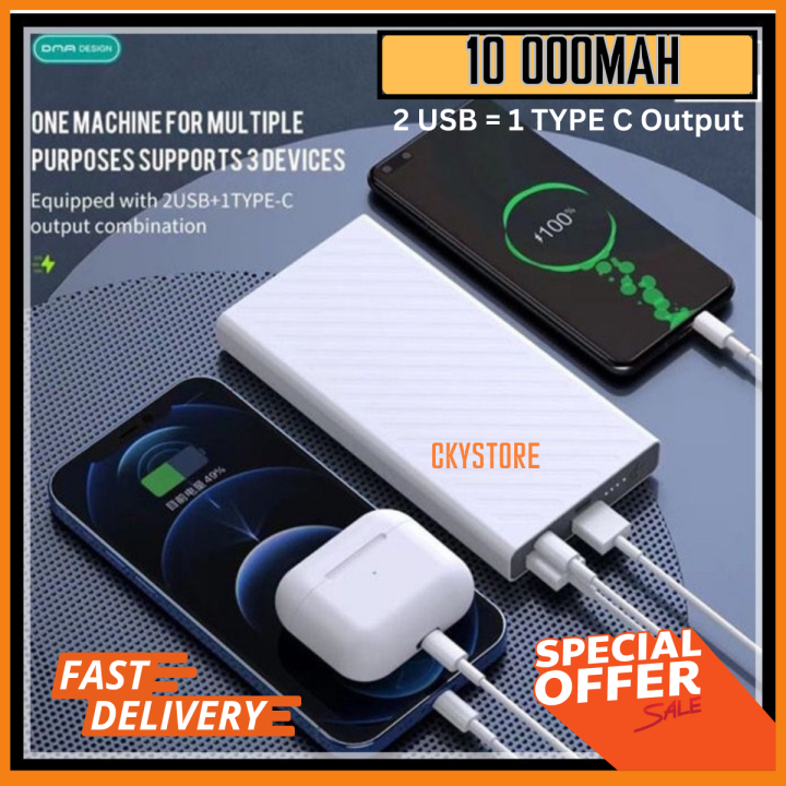 DNA PB-01S 10000MAH 2 USB 1 Type C Ultra Thin 4 Pinhole Lamp Powerbank Charger | Lazada