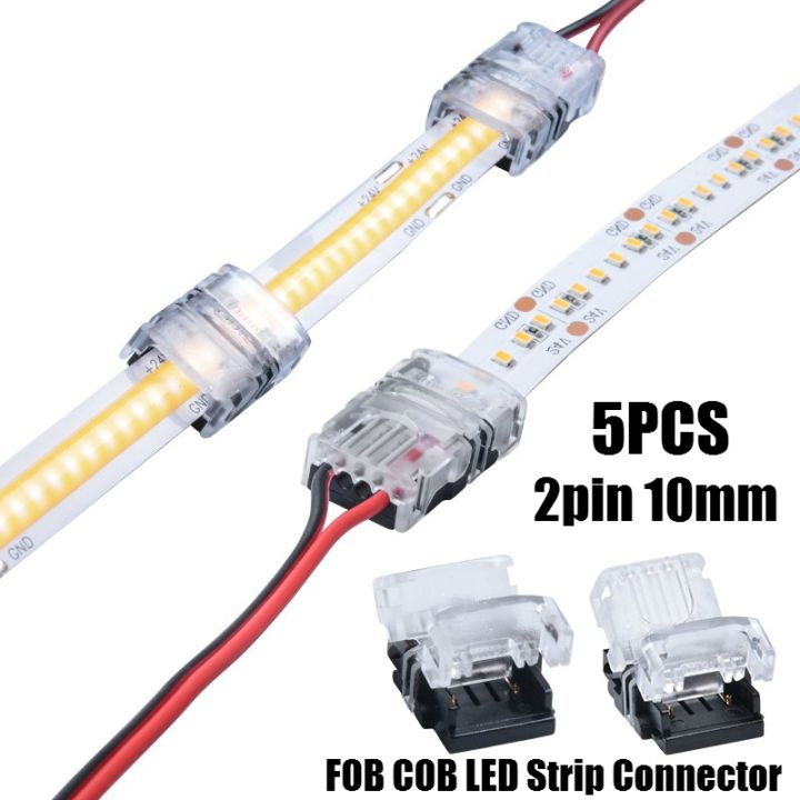 5PCS 2pin 10mm FOB COB LED Strip Connector for 5V 12V 24V 2pin 10mm ...