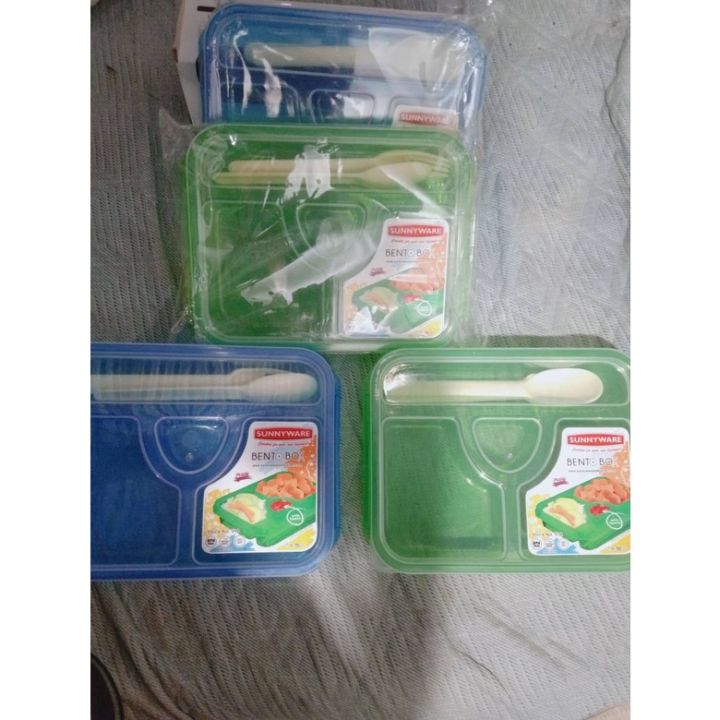 Sunnyware 518 Bento Box w/ Sauce Pocket & Spoon & Fork 2 Sizes | Lazada PH