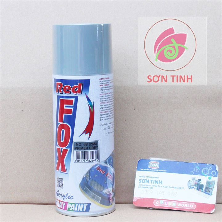 Sơn xịt RED FOX màu LÓT XÁM PRIMER GREY 266 (No. 68) sản xuất tại Thái ...