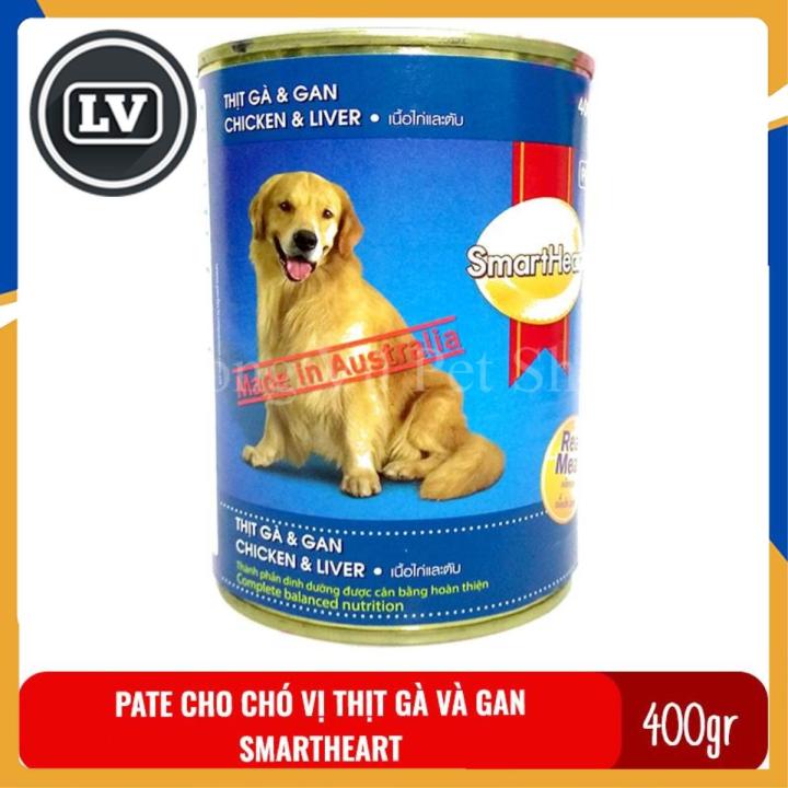 Thức ăn Pate cho chó Smartheart lon 400gr vị gà và gan - Thức ăn ướt đóng hộp cho chó Smart ...