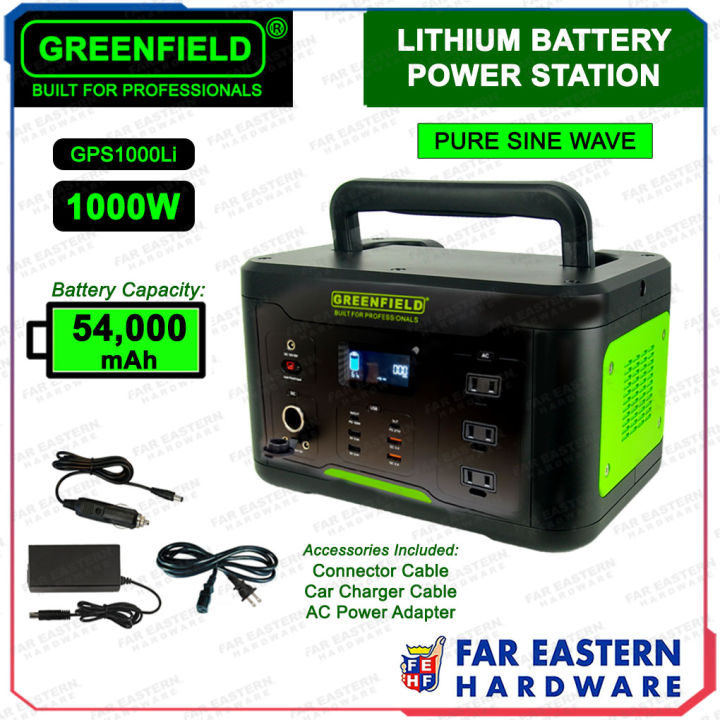 GREENFIELD Portable Lithium Battery Power Station 1000W Li-Ion ...
