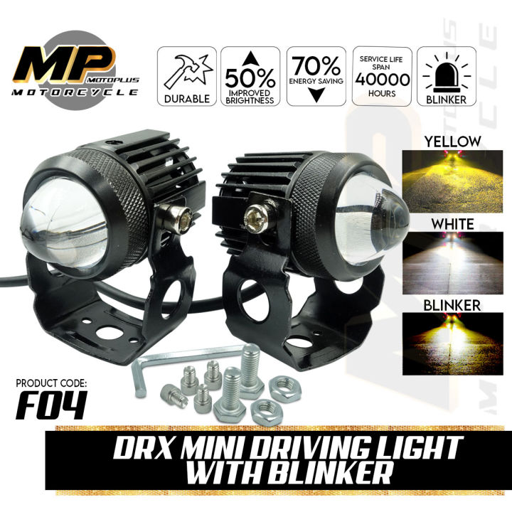 DRX MINI DRIVING LIGHT WITH BLINKER F04- MOTOPLUS | Lazada PH
