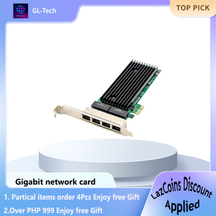 【GL-Tech 】4 Port PCI-E RJ45 Server 1X PCIe X1 Intel 82576 Chip 10/100/1000Mbps Lan Quad Port ...