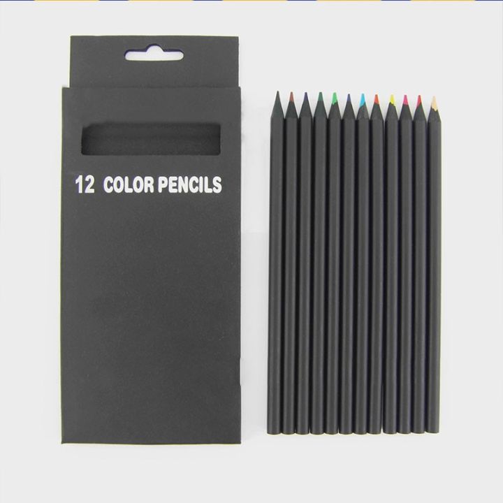 wood 12 Colored Pencils Set For School Student Artist Case Drawing ...