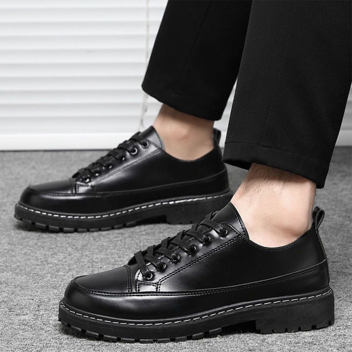 Sepatu Cowok Keren Docmart Carlos Tali Full Hitam Sepatu Distro Cowok ...