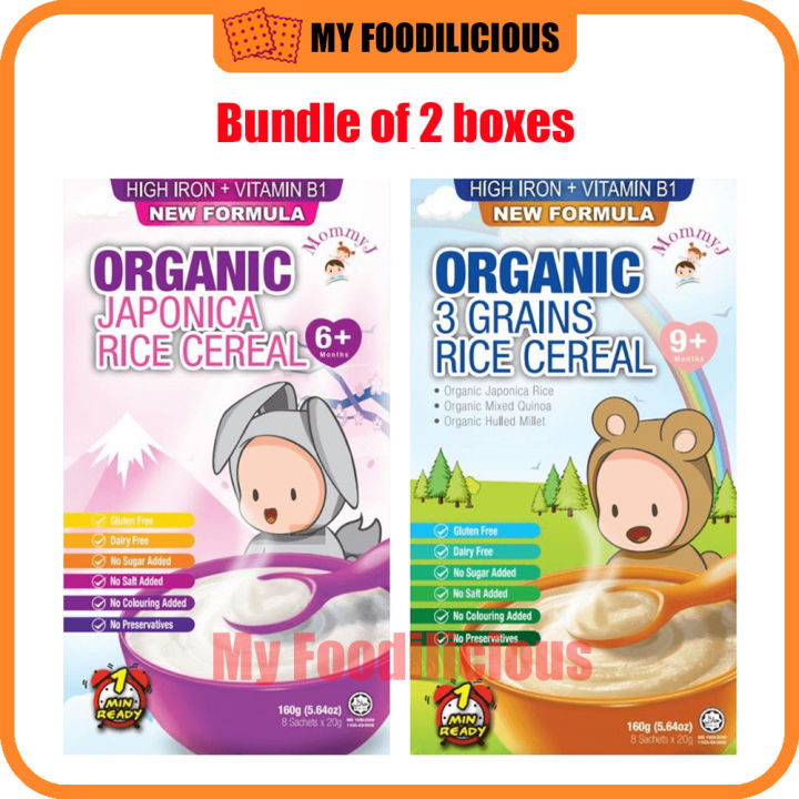 Mommy J Organic 3 Grains/Japonica Rice Cereal NEW FORMULA 120g 宝宝有机纯迷糊 ...