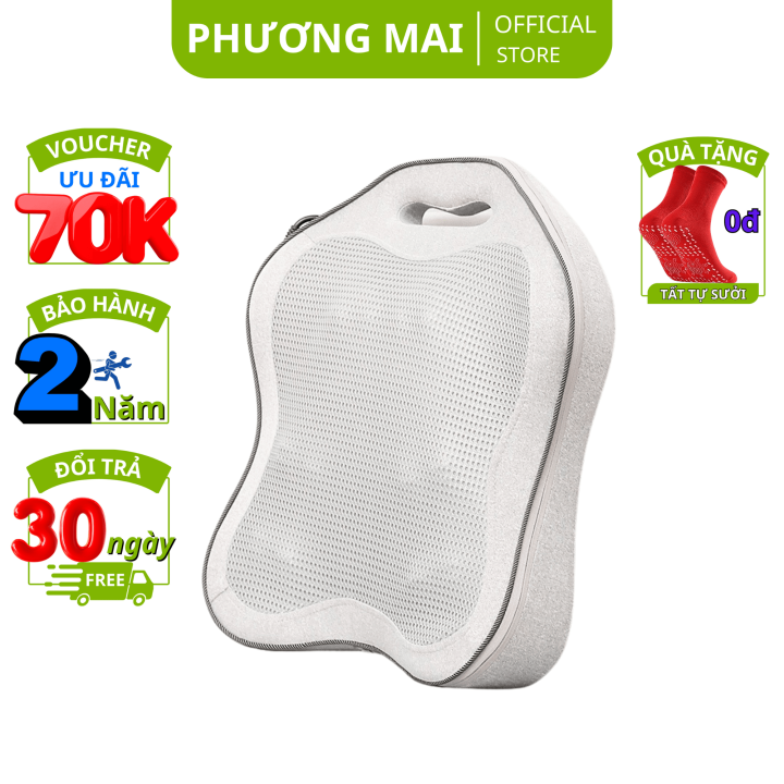 Gối mát xa lưng cổ vai gáy MISUKO LA-96 [ BẢO HÀNH 2 NĂM ] 16 bi hồng ...