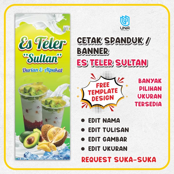 Cetak Spanduk / Banner ES TELER SULTAN VIRAL BISA Custom Request ...