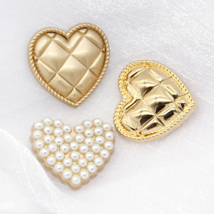 6Pcs/set 18/20/25mm Cute Love Heart Shape Gold Metal Buttons For ...