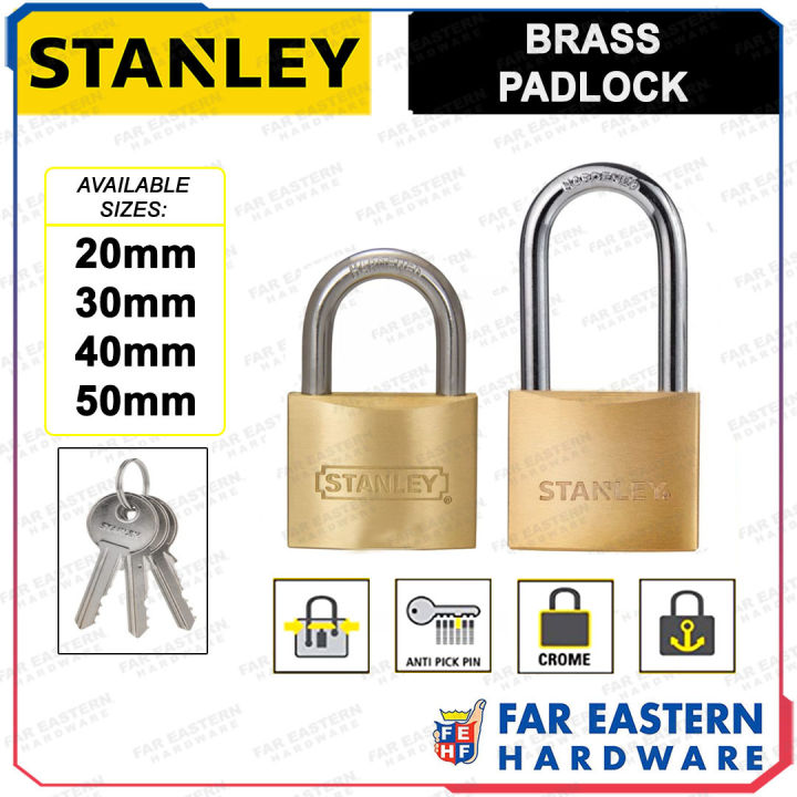 STANLEY Brass Padlock / Long Shackle 20mm | 30mm | 40mm | 50mm Door Lock STDH | Lazada PH