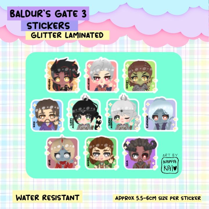 COD Baldurs gate 3 BG3 sticker laminated water resistant glitter ...