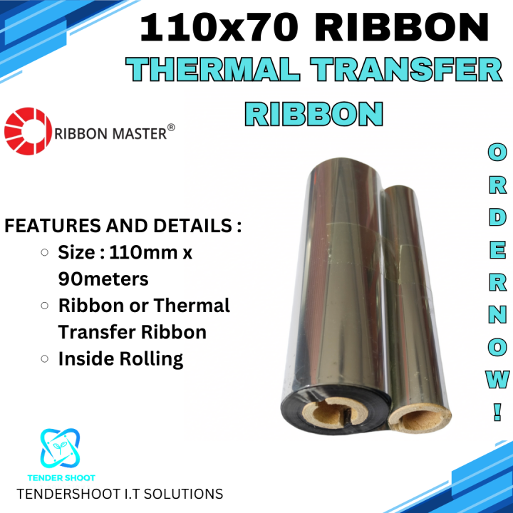4 Rolls x wax 110x70 barcode ribbon 110 mm x 70 m thermal transfer ...